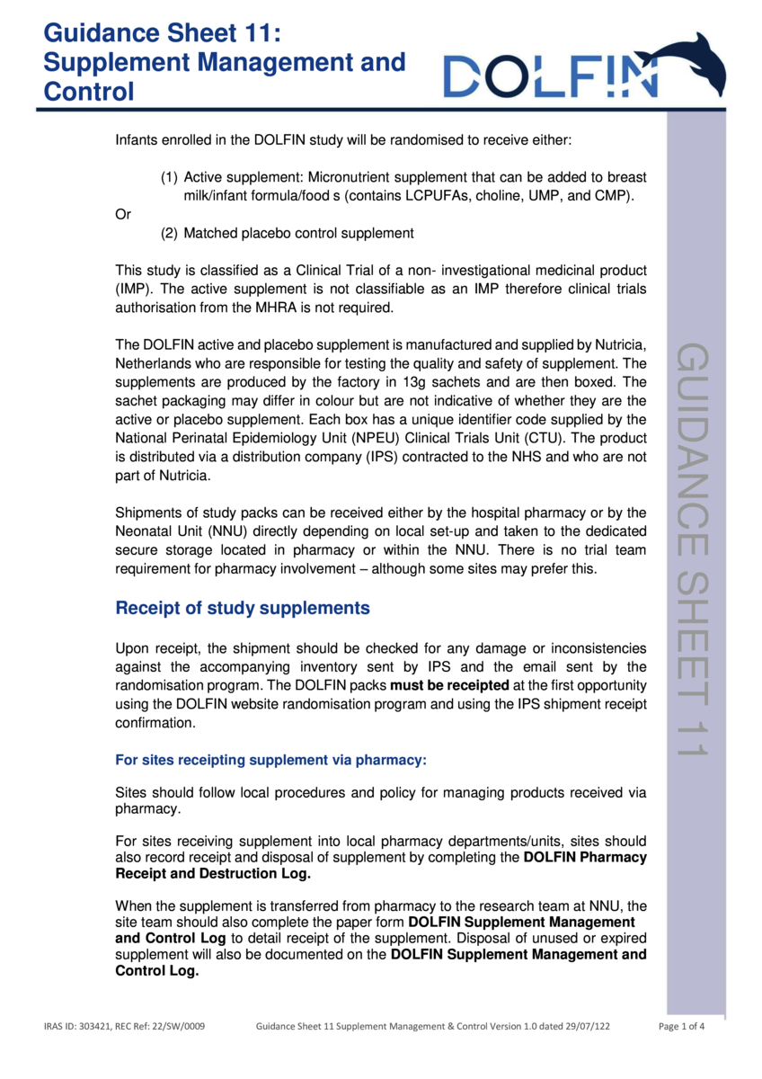 Guidance Sheets | DOLFIN | NPEU