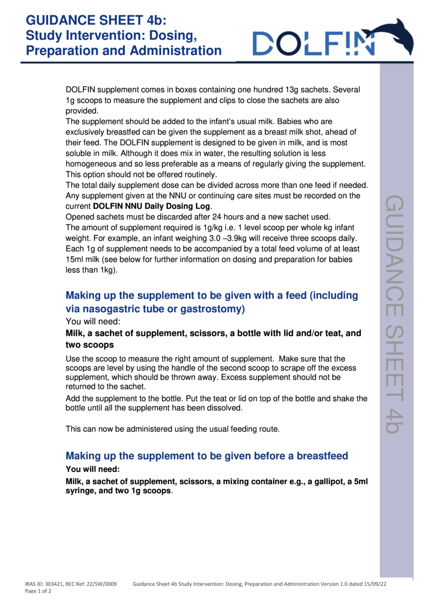 Guidance Sheets | DOLFIN | NPEU