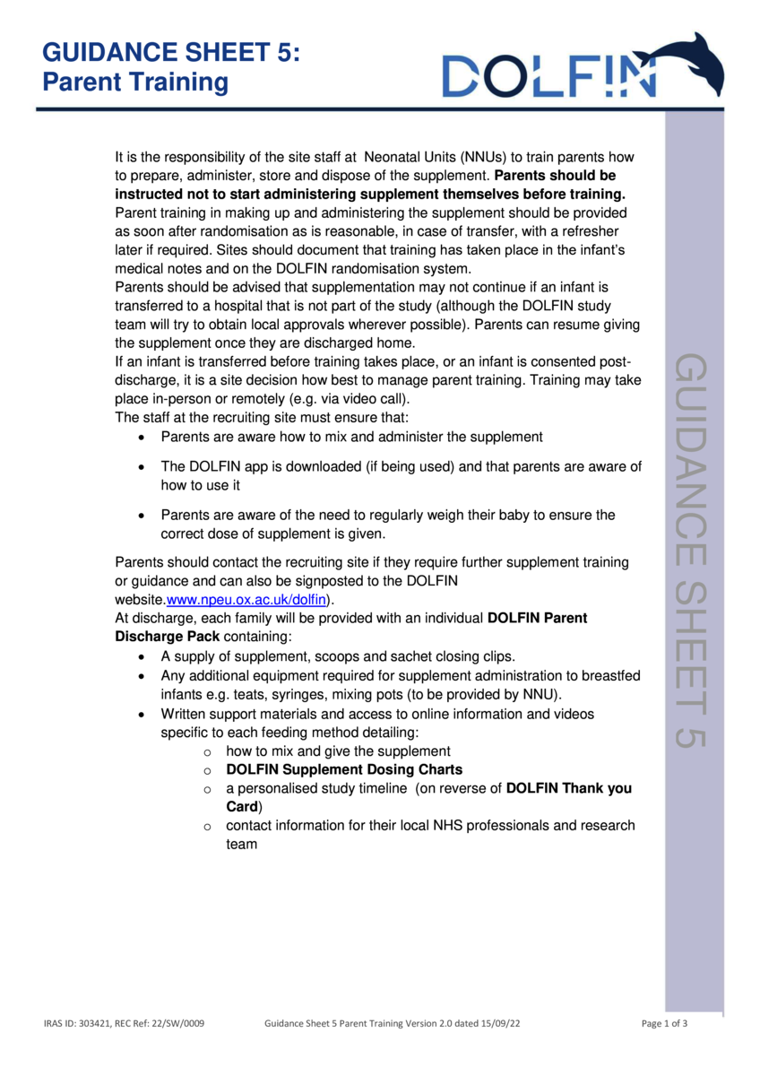 Guidance Sheets | DOLFIN | NPEU
