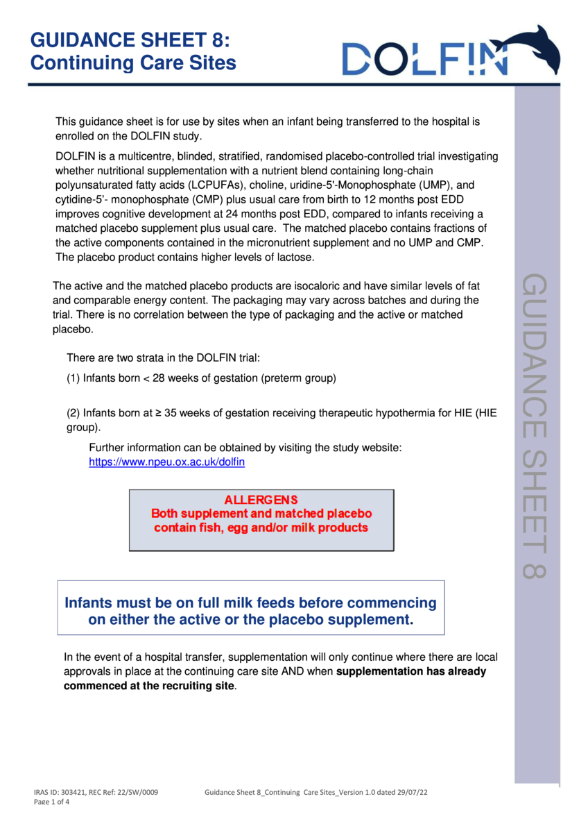 Guidance Sheets | DOLFIN | NPEU