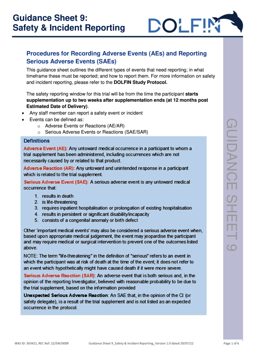 Guidance Sheets | DOLFIN | NPEU