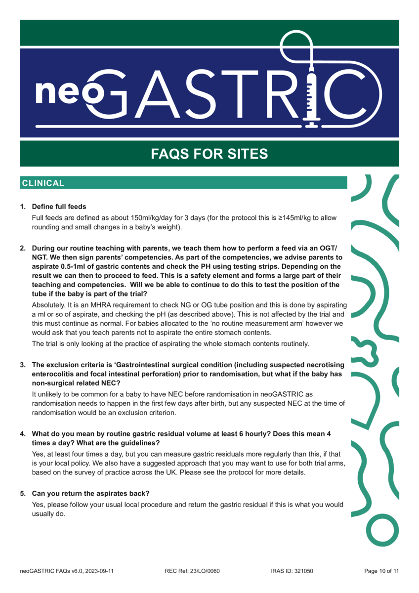 FAQs | neoGASTRIC | NPEU