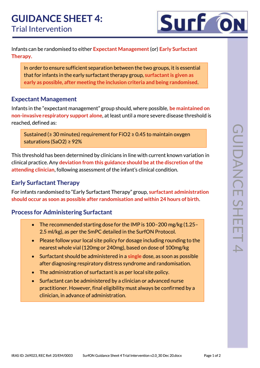Guidance Sheets | SurfON | NPEU